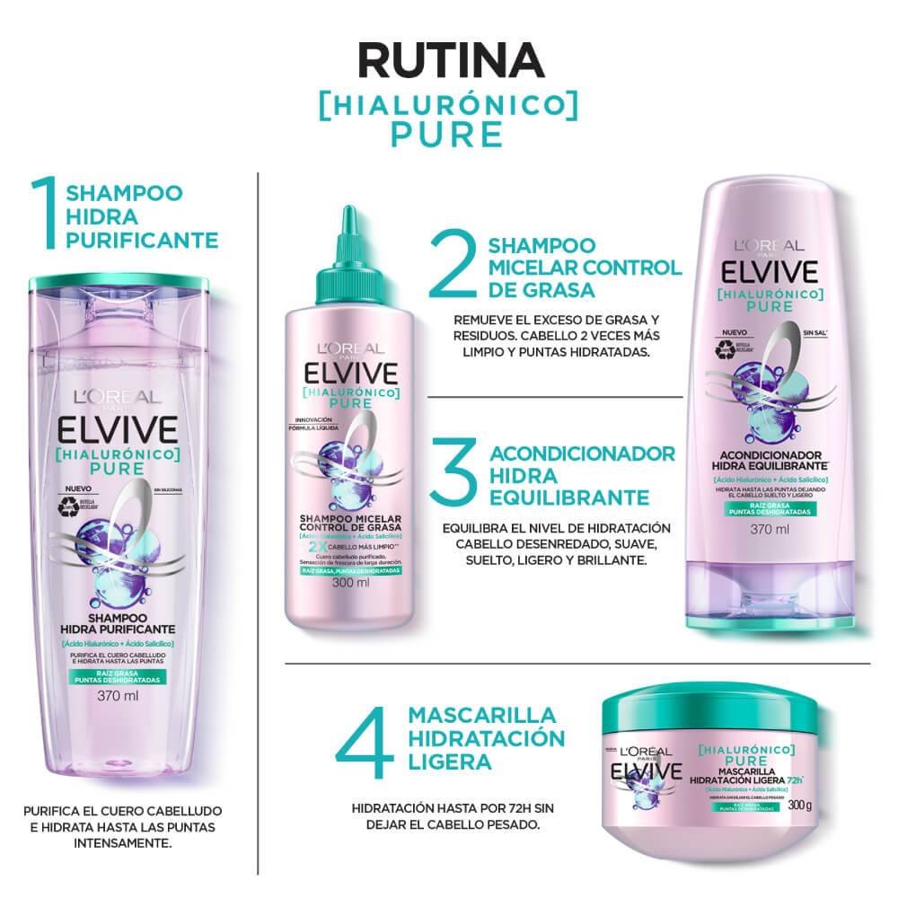 Shampoo Elvive Hialurónico Pure control grasa | L´Oréal Paris